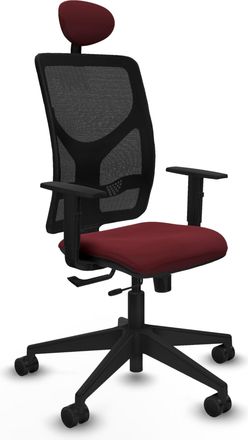 Piqueras y Crespo Stuhl mit Nackenst&uuml;tze, 1D-Arme, h&ouml;henverstellbare Lendenwirbelst&uuml;tze und festes Kopfteil, ausgestattet mit Syncro/Traslack und Schneideschaum, Schwar