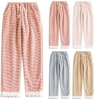 Generic Pantalon dhiver en flanelle pour femme - Pantalon de pyjama long en flanelle moelleuse - Pantalon de loisirs - Pantalon thermique doublé - Pantalon de