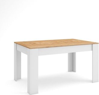 Skraut Home Esszimmertisch, K&uuml;chentisch, Esstisch, 140x90x76 cm, F&uuml;r 6 G&auml;ste, Stubentisch, Moderner Stil, Eiche und wei&szlig; - Skraut Home