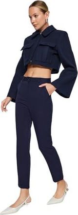 Trendyol Navy Blue Wrist Boy Cigarette Pants Short, 38 aux Femmes