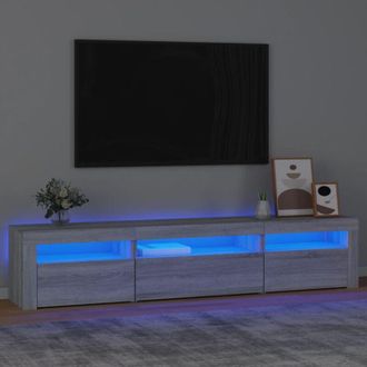 vidaXL Meuble tv avec lumi&egrave;res led Sonoma gris 195x35x40 cm