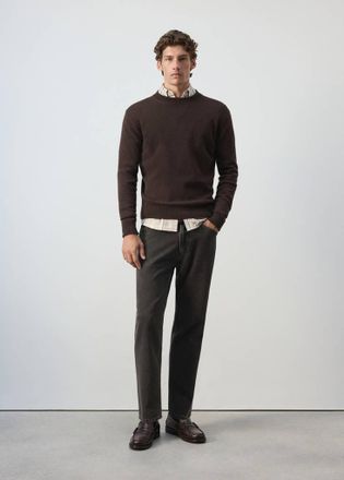 Mango Pull-over maille laine m&eacute;lang&eacute;e chocolat - Homme - XXL - MANGO MAN
