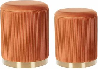Beliani Pouf mit Stauraum 2er Set MIRAMAR Samtstoff Orange