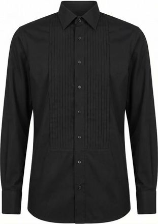 Tom Ford Homme, Chemises, Noir, Taille: 2XL Pleated Plastron Shirt