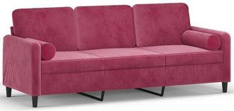 vidaXL 3-Sitzer-Sofa mit Zierkissen Weinrot 180 cm Samt - Vidaxl