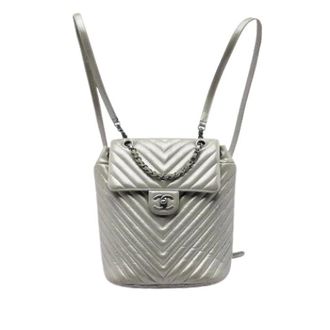 Chanel Pre-owned Sac &agrave; dos matelass&eacute; vintage en cuir de veau - Femme - Pre-owned - Gris - Taille: ONE Size