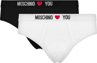 Moschino Homme, Sous-v&ecirc;tements, Multicolore, Taille: XL Lot de 2 Slips en Jersey Stretch My Valentine