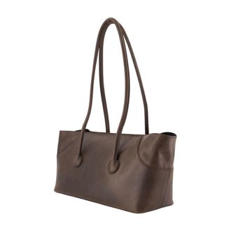 Margesherwood Womens Boat Large Shoulder Bag Brown Cowhide