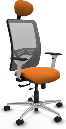 Piqueras y Crespo Stuhl geeignet f&uuml;r B&uuml;ro Zulema mit wei&szlig;en und schwarzen Armlehnen, h&ouml;henverstellbarer Lendenwirbelst&uuml;tze und festem Kopfteil, ausgestattet mit Syncro/