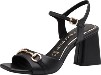 Marco Tozzi Damen Sandalen mit Absatz aus Leder Elegant, Schwarz (Black), 39 EU