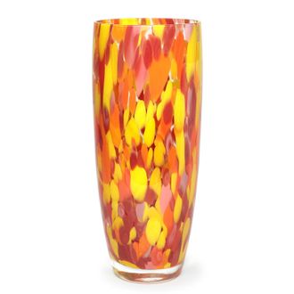Ca'doro Ca D Oro Glasvase im Murano-Stil, orange/gelb, Konfetti-Effekt, mundgeblasen, Kunstglaskristall für Blumen, Raumdekoration und Tafelaufsatz - Modell A