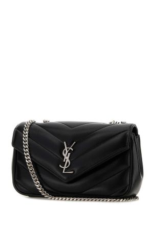 Saint Laurent Womens Black Leather Small Loulou Shoulder Bag Nero Borse A Mano