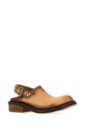 Miu Miu Womens Sabot Clog Camel Calf Interior Leather Sandal