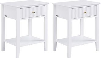 Vente-Unique Nachttisch 2er-Set 1 Schublade & 1 Ablage - MDF - Wei&szlig; - NIRIVA