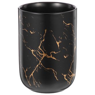 Pretyzoom HOMOCONO Tragbarer Keramik Zahnb&uuml;rstenbecher mit Marmormuster Formstabiler Mundwasserbecher f&uuml;r Haushalt und Reise Glatte Oberfl&auml;che Multifunktionaler