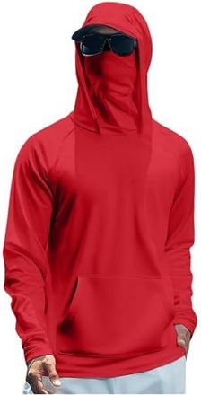 Generic Chemise de soleil &agrave; manches longues pour homme - T-shirt de randonn&eacute;e respirant - Tendance - D&eacute;contract&eacute; - L&eacute;ger - Pour homme, Rouge, XXL