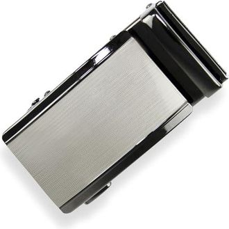 Glamexx24 Ceinture Boucle Remplacement Cliquet Automatique Boucle Accessoires Argenté Bordure Noire 35mm Unique