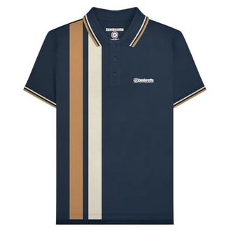 Lambretta Polo &agrave; rayures verticales pour homme, bleu marine, L