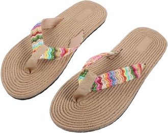 Frcolor Sandales Plage Femme Imitation Paille Plates Antid&eacute;rapantes Confortables pour Tenue &Eacute;t&eacute; Mer Couleur Al&eacute;atoire Couleur Al&eacute;atoire