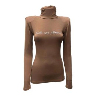 Giulia N Couture Brauner Rollkragenpullover - - Knitwear - Damen - Braun - S