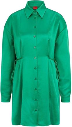 HUGO BOSS Hugo - Keleste Mini Shirt Dress f&uuml;r Damen, Satin (Gr&uuml;n)