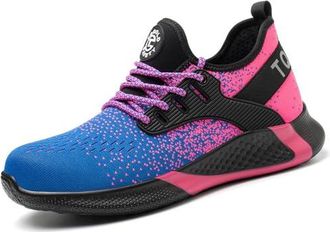 TQGOLD Chaussure de Securité Homme Femme Basket de Securite Amorti Protection Embout en Acier Chaussures de Travail (Taille 35EU,Rose)