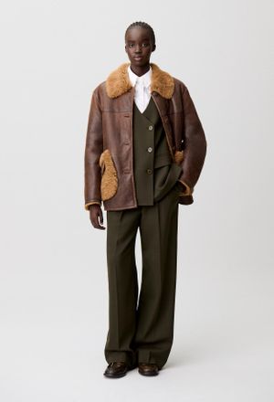 Claudie Pierlot Manteau peau lain&eacute;e