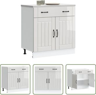 vidaXL K&uuml;chenm&ouml;bel - K&uuml;chen-Unterschrank Lucca Hochglanz-Wei&szlig; Holzwerkstoff