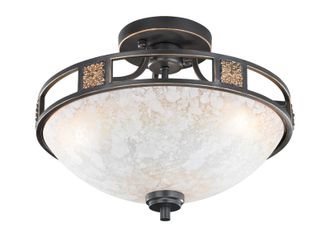 Trio Leuchten LED Deckenleuchte Quinta 608100324, Metall rostfarbig, Glas champagnerfarbig, exkl. 3x E27