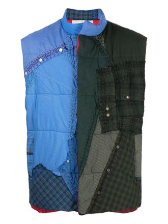 By Walid gilet matelassé à design patchwork - Bleu