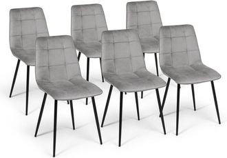 IDMarket Idmarket - Lot de 6 chaises mila en velours gris clair pour salle à manger