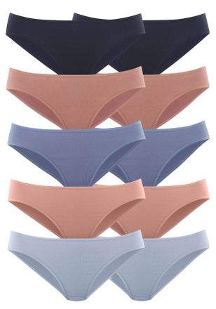 Petite Fleur Bikinislip PETITE FLEUR, Damen, Gr. 32/34, blau (blau, apricot mix), Single Jersey, Obermaterial: 95% Baumwolle, 5% Elasthan, unifarben, k&ouml;rpernah, Un