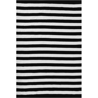 Beliani Beliani - Teppich Schwarz mit Wei&szlig; 140 x 200 cm mit Streifen Handgewebt Rechteckig Modern