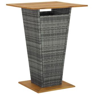 vidaXL Vidaxl - Table de bar Gris 80x80x110 cm R&eacute;sine tress&eacute;e et bois dacacia
