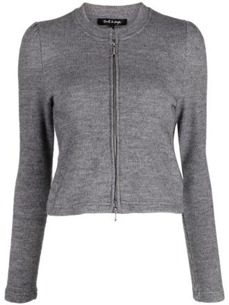 Tout à Coup cardigan crop en maille fine à design nervuré - Gris