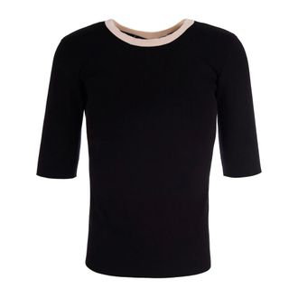 Elisabetta Franchi Femme, Pulls, Noir, Taille: 40 FR Maille &agrave; col rond