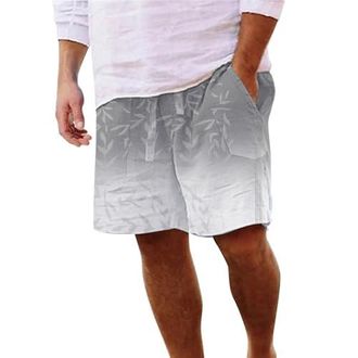 Generic Short en lin pour homme, short d&eacute;t&eacute; d&eacute;contract&eacute; &agrave; taille &eacute;lastique avec cordon de serrage pour la plage, les voyages, les vacances, le sport, le yoga,