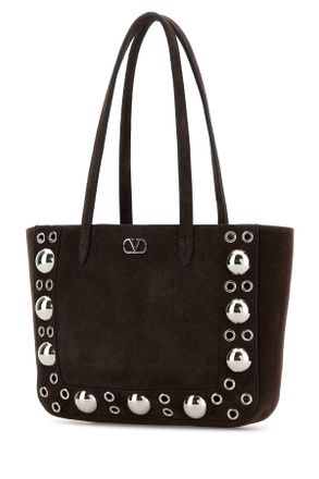 Valentino Garavani Womens Brown Suede Nellc&atilde;te Shopping Bag Testadimoro Cowhide - Bos Taurus Borse A Mano