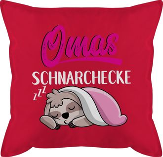 Shirtracer Kissen 50x50 - Oma Großmutter - Omas Schnarchecke mit Faultier - weiß - 50 x 50 cm - Rot - ostergeschenke für großeltern omi Geschenk Grandma schnarch