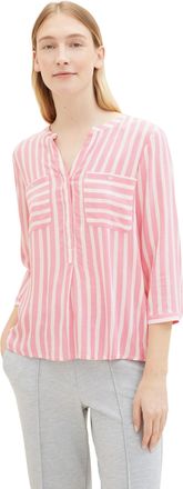 Tom Tailor Damen Bluse mit Streifen & Brusttaschen, 35245 - Pink Offwhite Stripe, 36