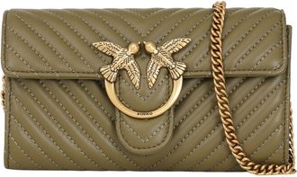 Pinko LOVE ONE WALLET C SHEEP NAPPA, Damen LOVE ONE WALLET C SCHAFNAPPA, V62Q_VERDE ABETE-ANTIQUE GOLD
