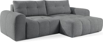 Konsimo Ecksofa RAVIA mit Schlaffunktion, Modern-Stil, Premiumqualit&auml;t aus EU, kompakte Gr&ouml;&szlig;e, Boucl&eacute;-Stoff, ausziehbare Liegefl&auml;che (193x150 cm) (dunkelgrau,
