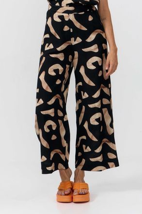 Suite13lab Damen vegan Hose Hatta Print Stones Schwarz