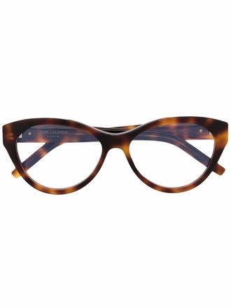 Saint Laurent Eyewear Cat-Eye-Brille in Schildpattoptik - Braun
