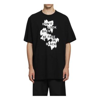 Yohji Yamamoto 30/- Gek&auml;mmter Glattstrick T-Shirt mit kurzen &Auml;rmeln - - Tops - Herren - Schwarzk - L