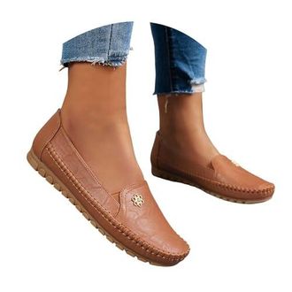 Generic Chaussures orthop&eacute;diques pour femme - En cuir - Motif fleurs - Soutien de la vo&ucirc;te plantaire - Mocassins &agrave; enfiler - Bout rond - Sans talon - L&eacute;g&egrave;res 