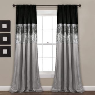 Lush Décor Fenstervorhang, Sternenhimmel, 1 Stück, Kunstseide Polyester, Silber/schwarz, 42 W x 84 L