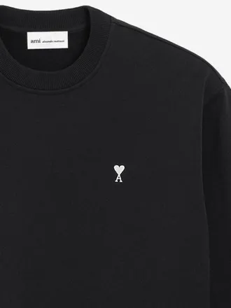 Ami Mens Sweatshirt Stretch Cotton Black Knitwear Sweater