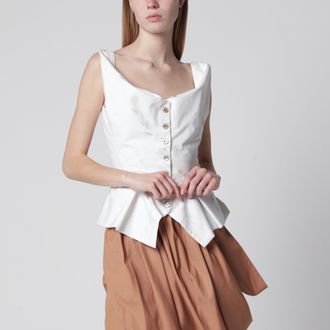 Vivienne Westwood Wei&szlig;e Weste mit floralen Stickereien