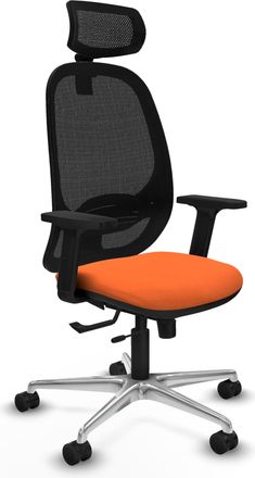 Piqueras y Crespo Cylinanco Computerstuhl mit 2D-Armlehnen, h&ouml;henverstellbare Lendenwirbelst&uuml;tze und h&ouml;henverstellbares Kopfteil, Schwarz/Orange